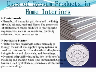 Gypsum as a costruction material | PPTX