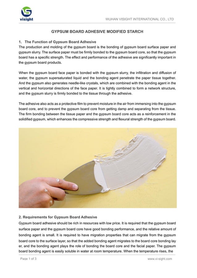 Gypsum board adhesive modified starch | PDF | Chemistry | Science