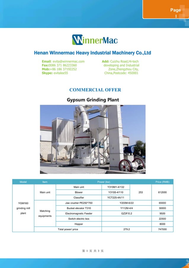 Gypsum grinding plant | PDF | Commodities | Economy