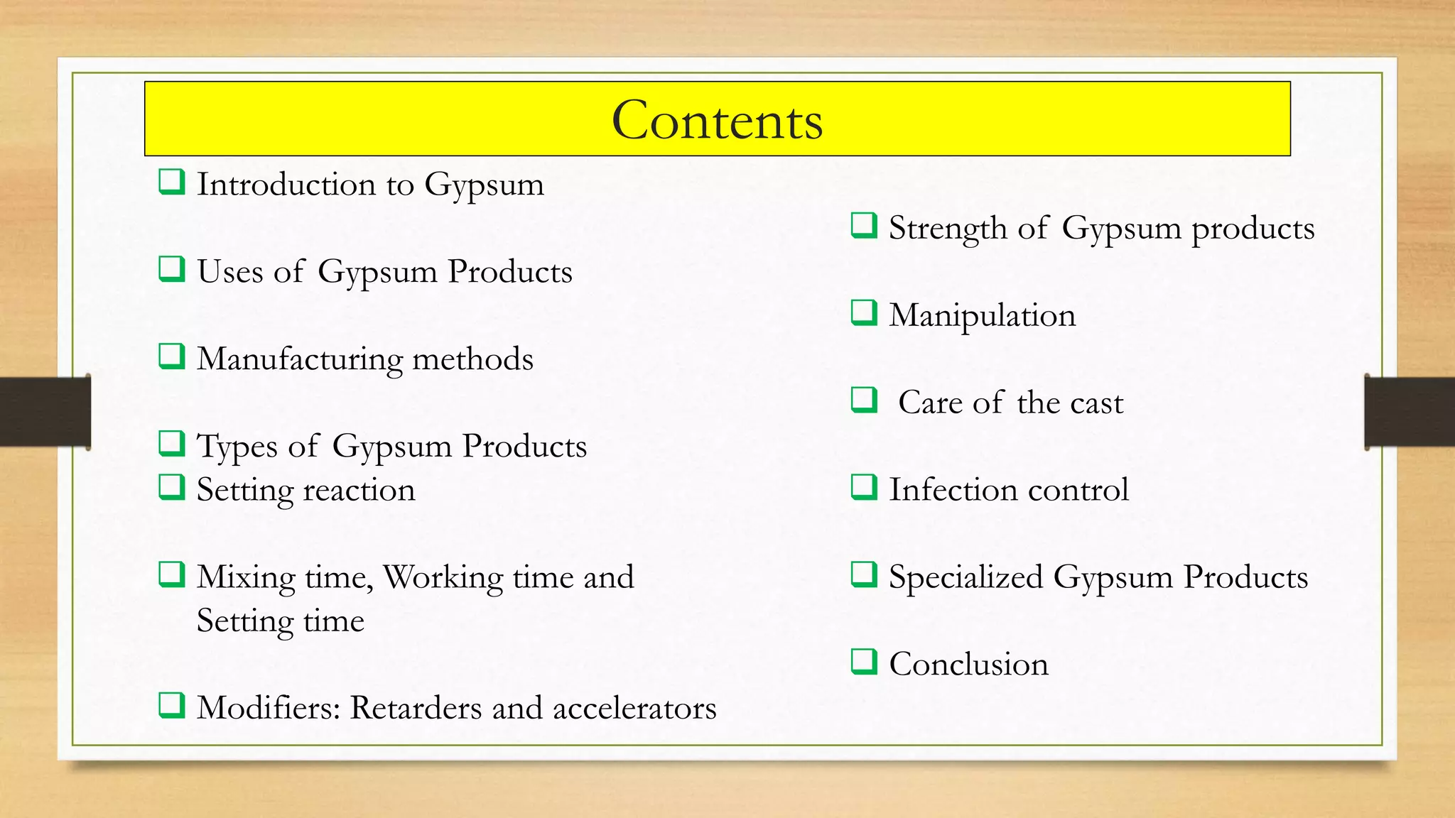Gypsum Products | PPTX