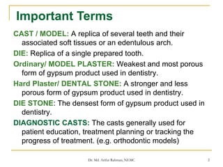 Gypsum Dental Stone Models