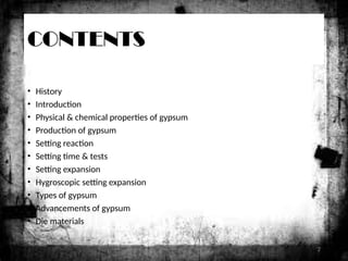 GYPSUM PRODUCTS & DIE MATERIALS in dental materials.pptx