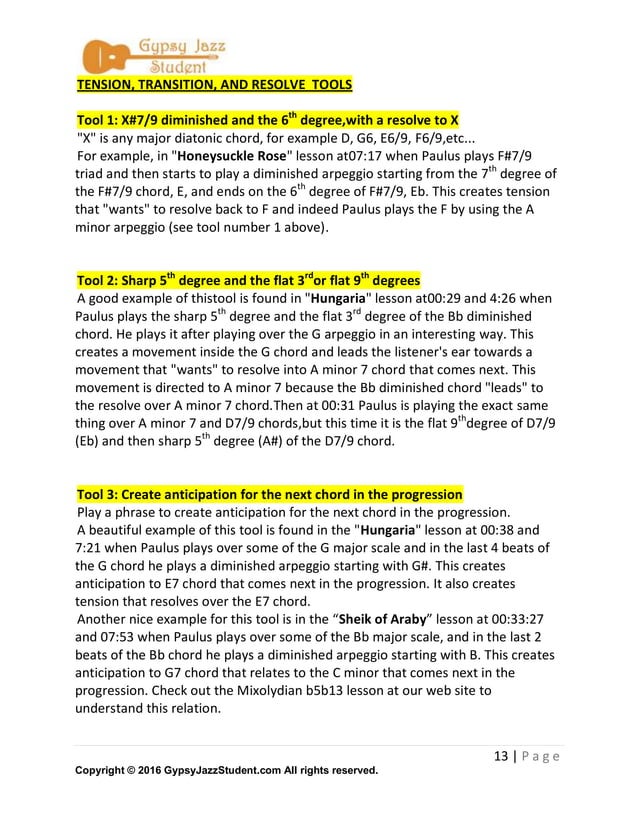 Gypsy jazz-student-lesson-fast-improvisation-tools | PDF
