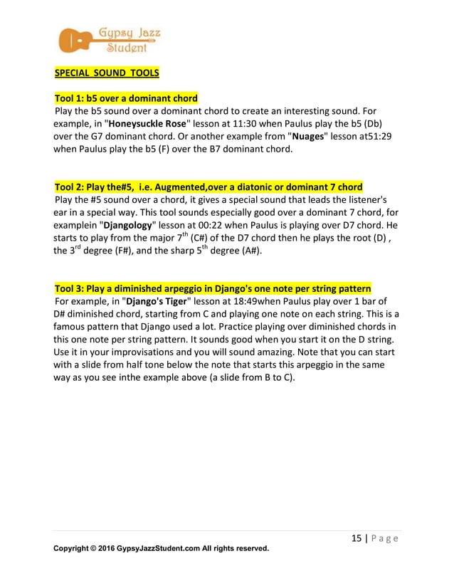 Gypsy jazz-student-lesson-fast-improvisation-tools | PDF