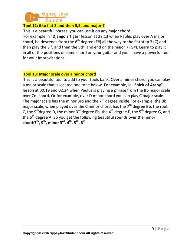 Gypsy jazz-student-lesson-fast-improvisation-tools | PDF