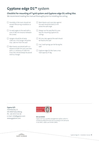 Gyptone edge d1 installation manual | PDF