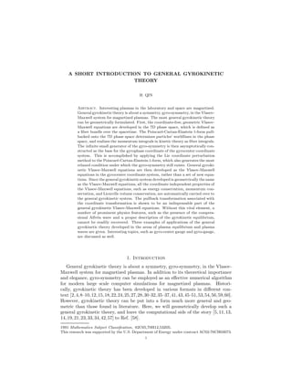 Gyrokinetic plasma theory | PDF