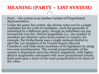 List system | PPTX | Elections | Politics