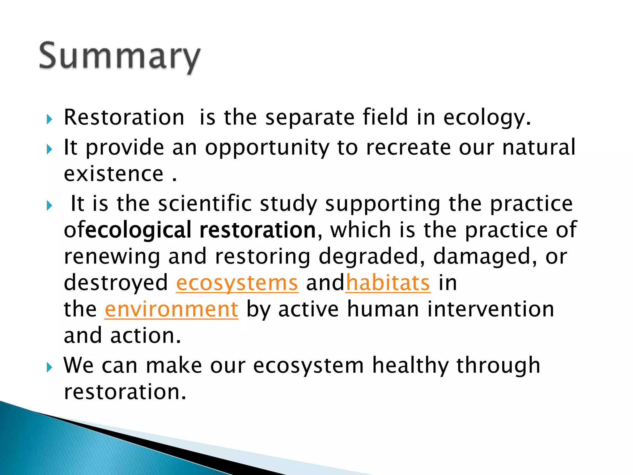 RESTORATION ECOLOGY | PPTX