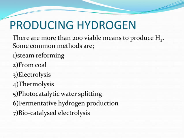 Hydrogen as fuel | PPTX | Chemistry | Science