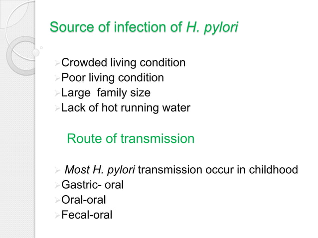 H.pylori - Transmission, Persistence, Clinical outcome | PPTX