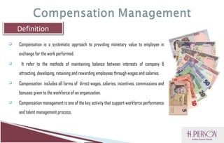 The Role of Compensation Management in an Organization | PPT