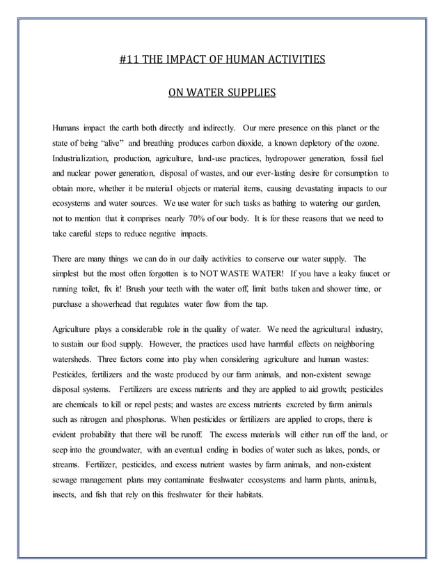 Human & Social Biology - Sample Project on 'The Impact of Heath ...