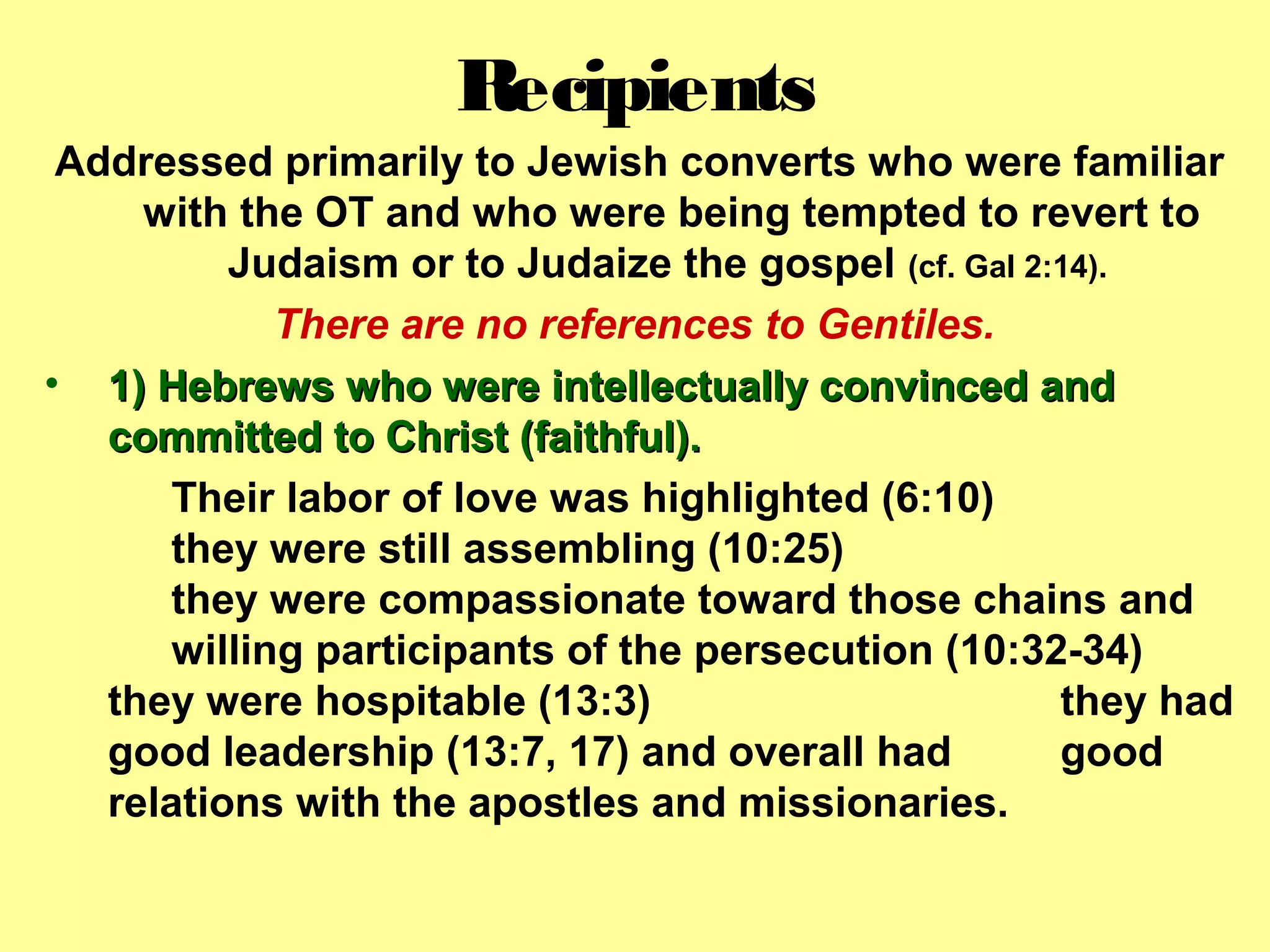 Hebrews - introduction | PPT