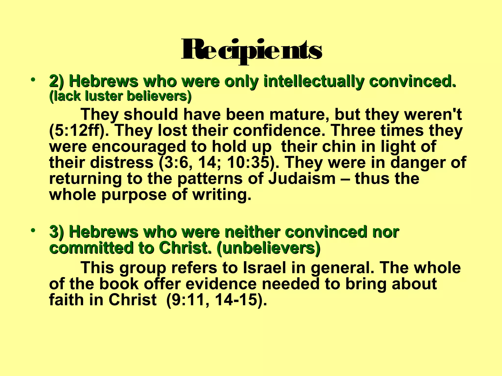 Hebrews Introduction Ppt