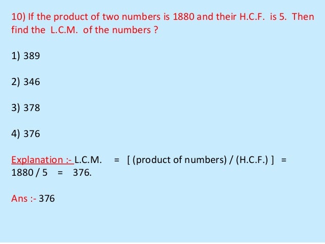 H.c.f and l.c.m questions and answers