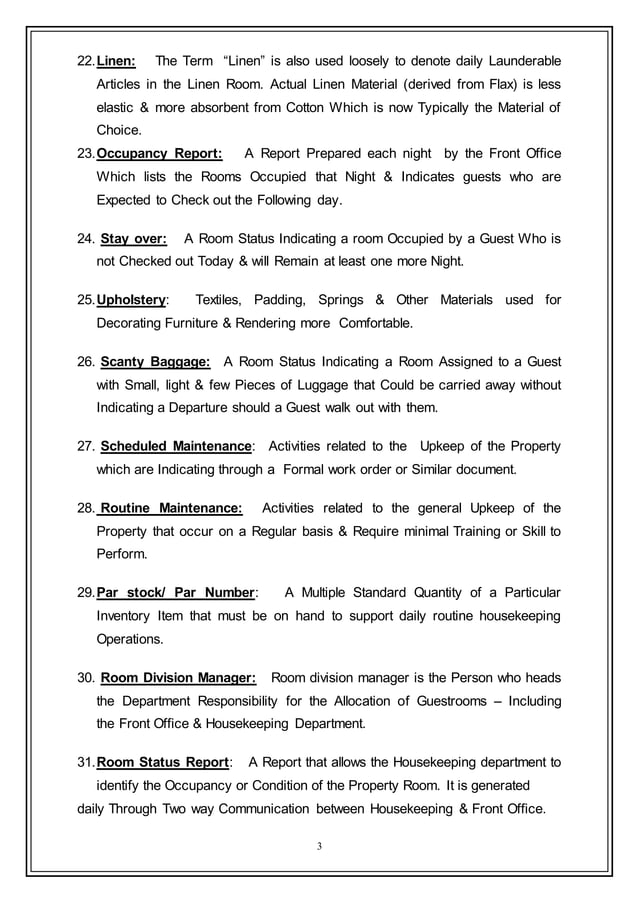 Housekeeping Key Terms | DOCX