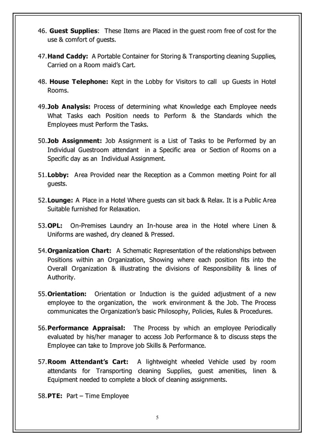 Housekeeping Key Terms | DOCX