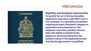 H-1B Visa for Canadians A Complete Legal and Application Guide | PDF