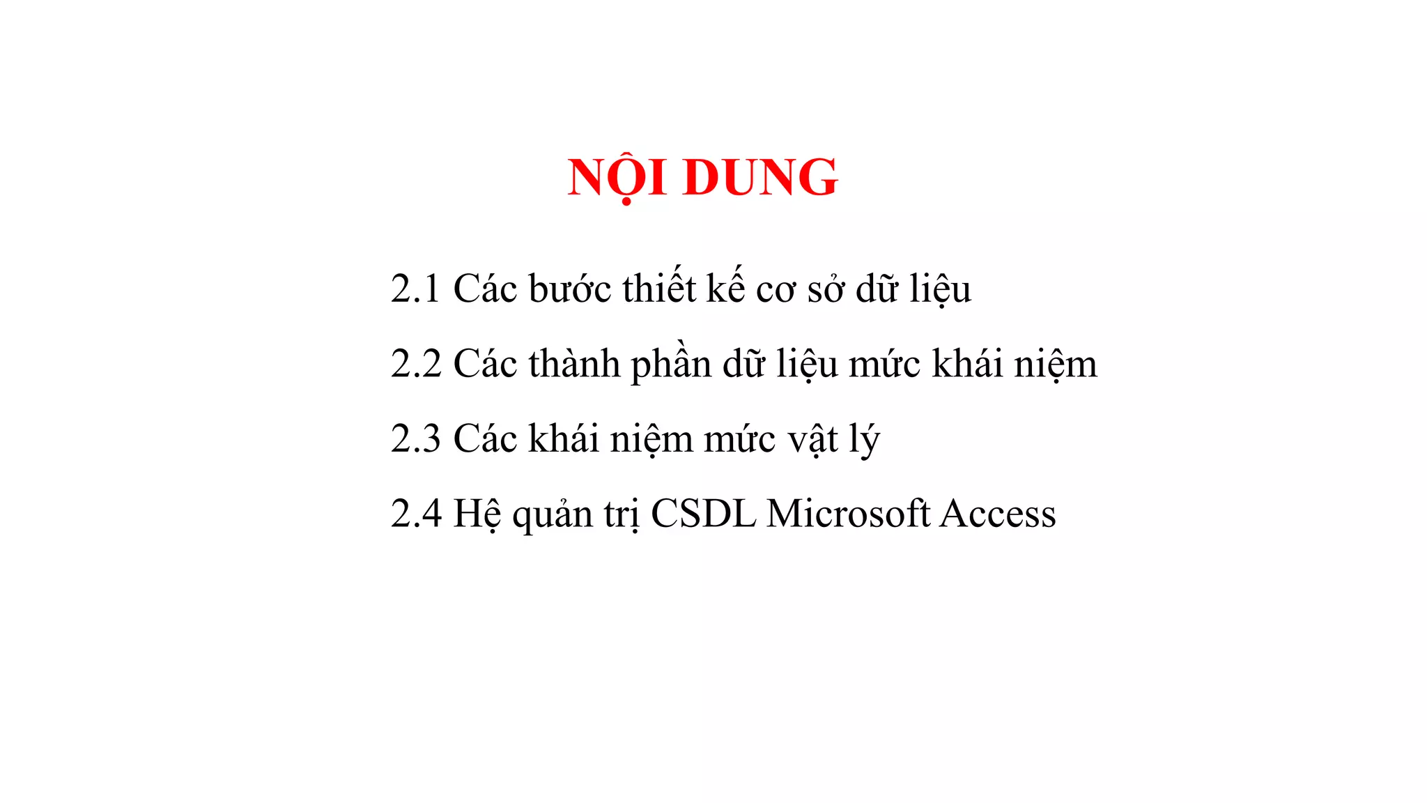 Chương 2. Các khái niệm trong CSDL | PDF