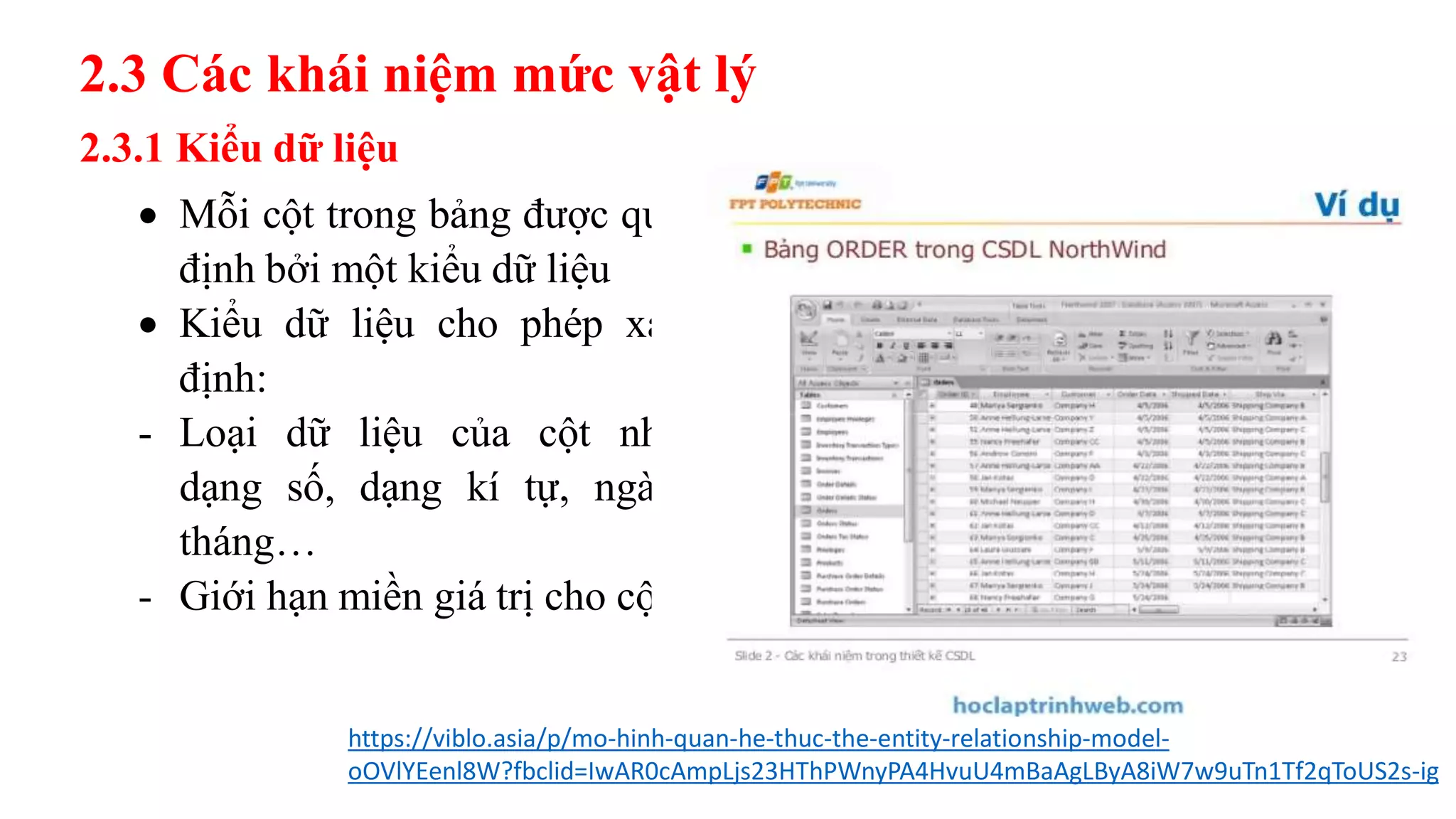 Chương 2. Các khái niệm trong CSDL | PDF