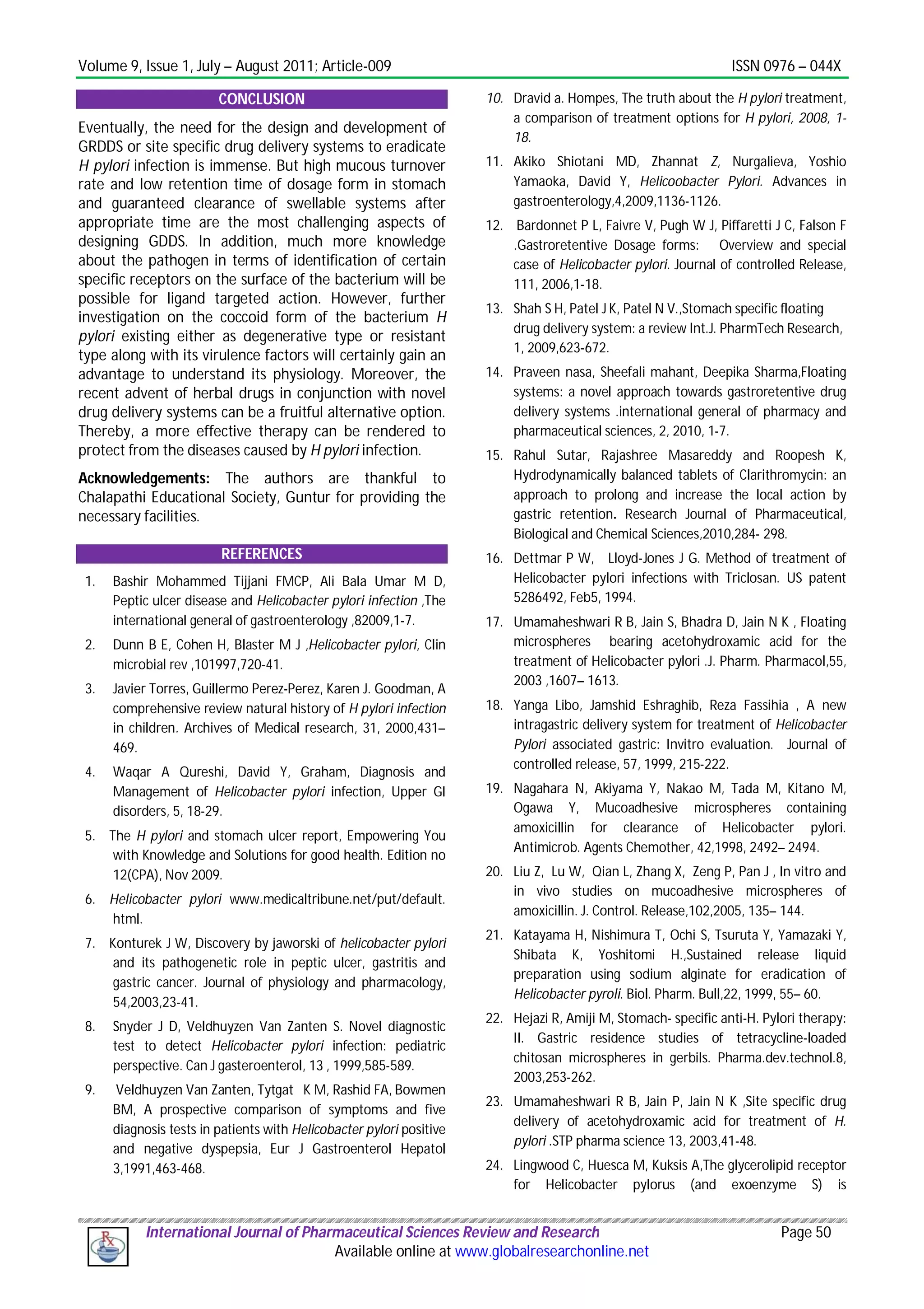 FOCUS ON CURRENT TRENDS IN THE TREATMENT OF HELICOBACTER PYLORI ...