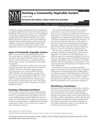 Starting a Community Vegetable Garden - New Mexico State University | PDF