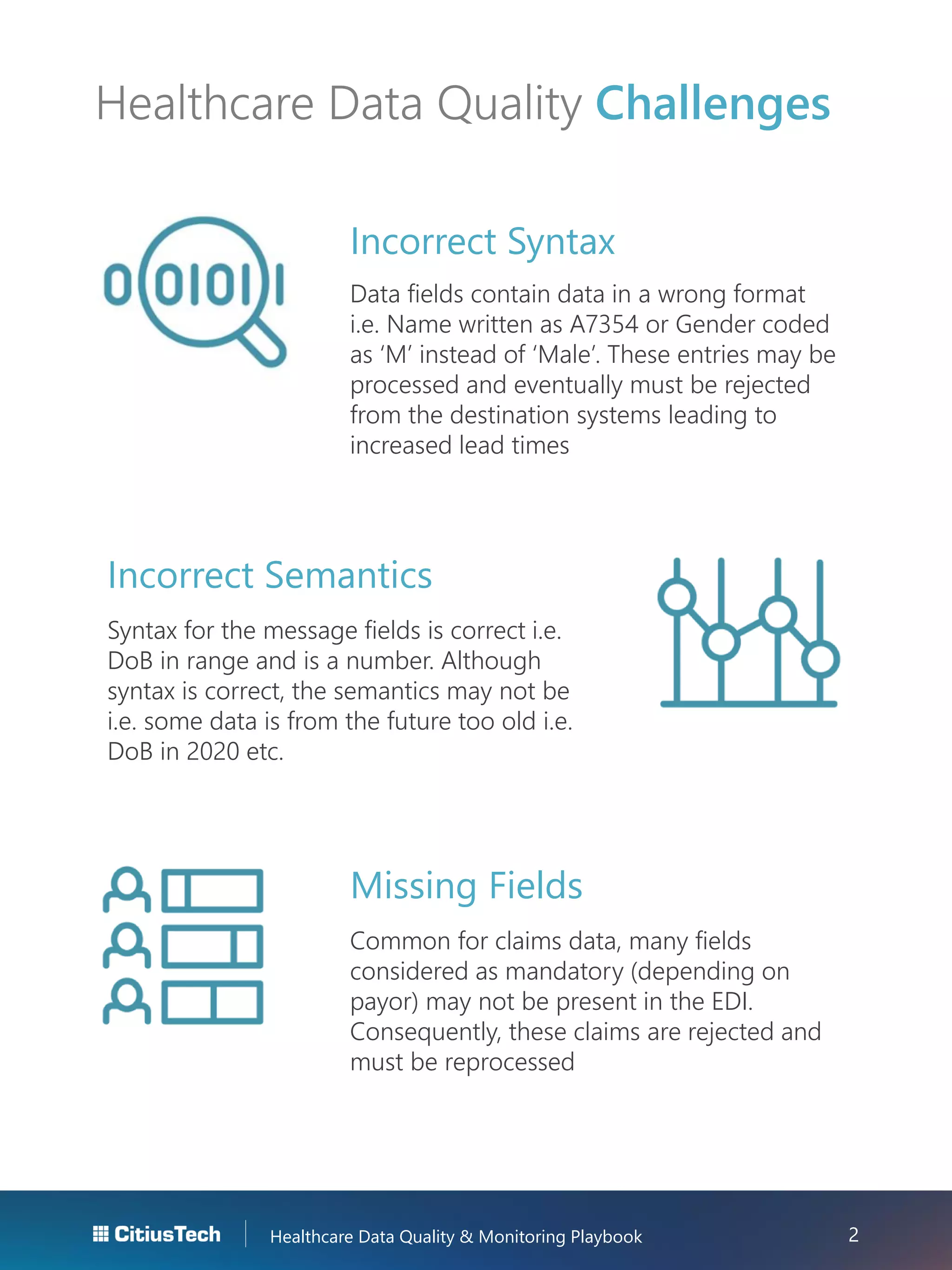 Healthcare Data Quality & Monitoring Playbook | PDF