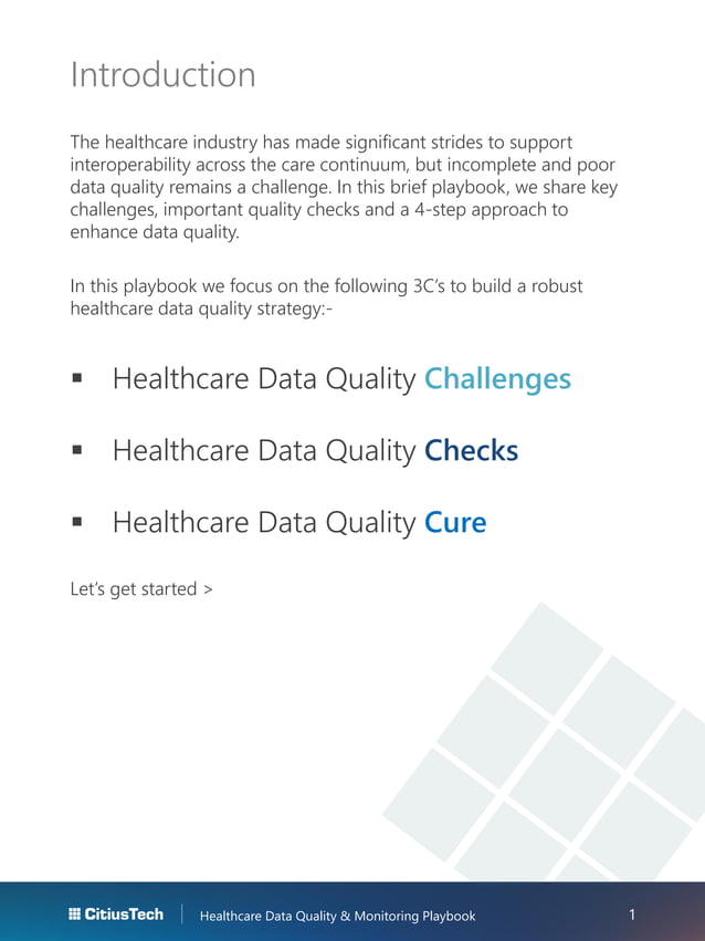 Healthcare Data Quality & Monitoring Playbook | PDF | IT and Internet Support | Internet