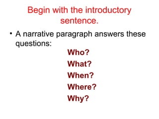 narrative-paragraph.ppt writing practice | PPT