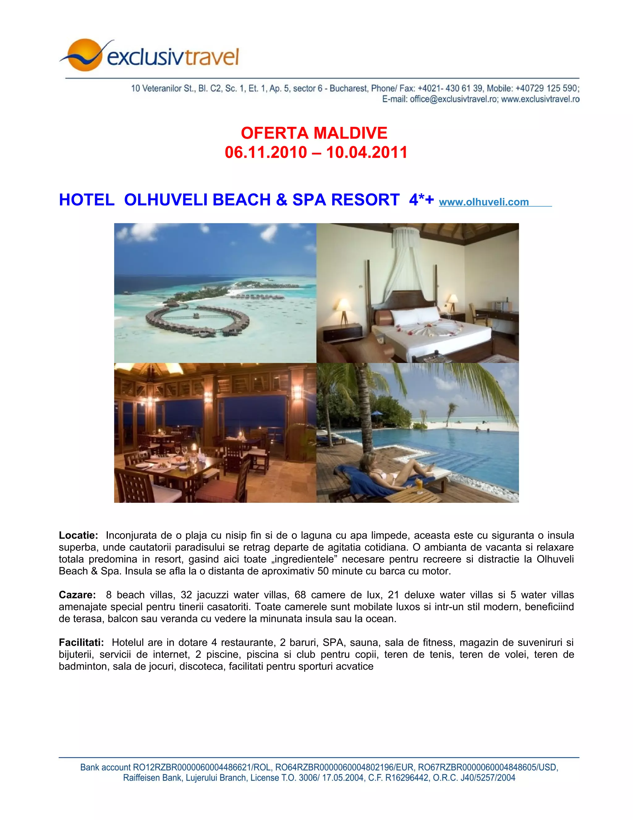 Hotel Olhuveli Beach Resort & Spa - Maldive | PDF