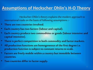 The Heckscher-Ohlin theory of international trade/ Modern International Trade Theory | PPTX