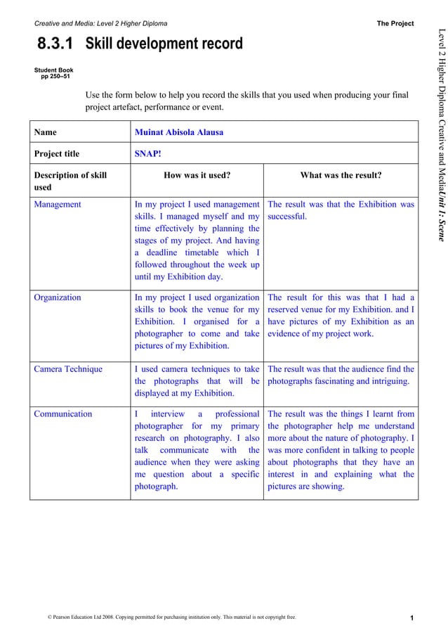 H.p.3.1 skill development record | PDF