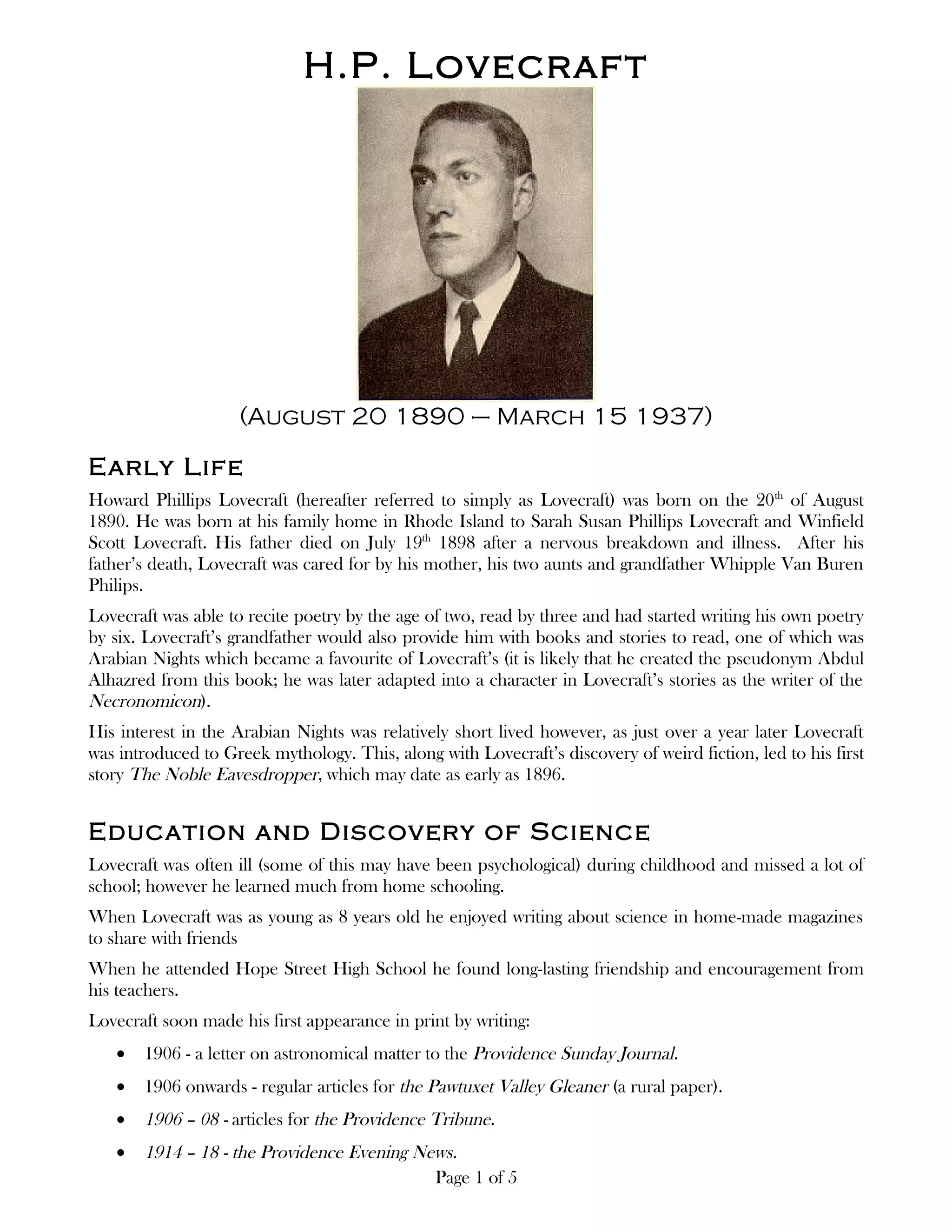 H.P. Lovecraft | DOC