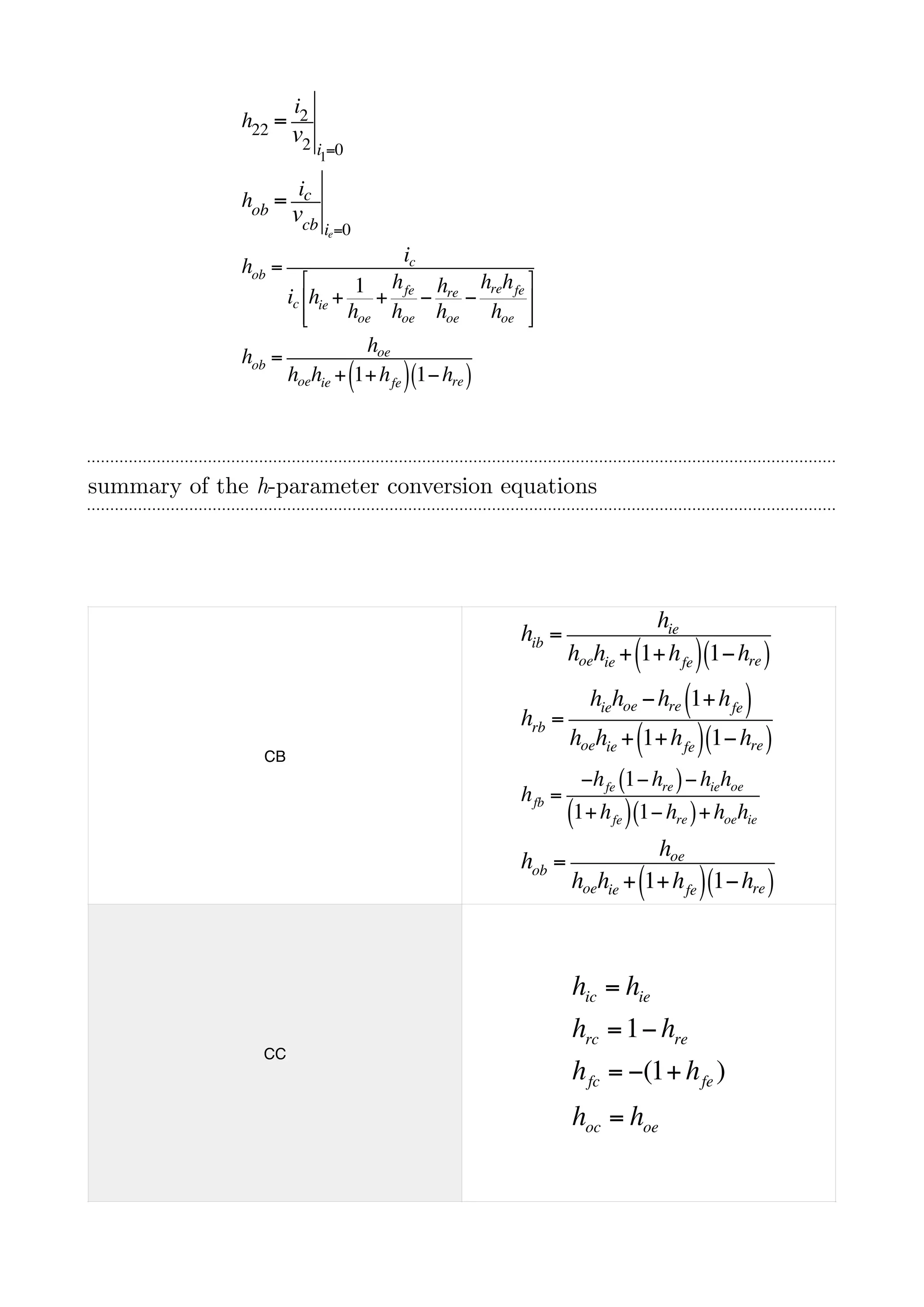 h parameter conversion formulas | PDF