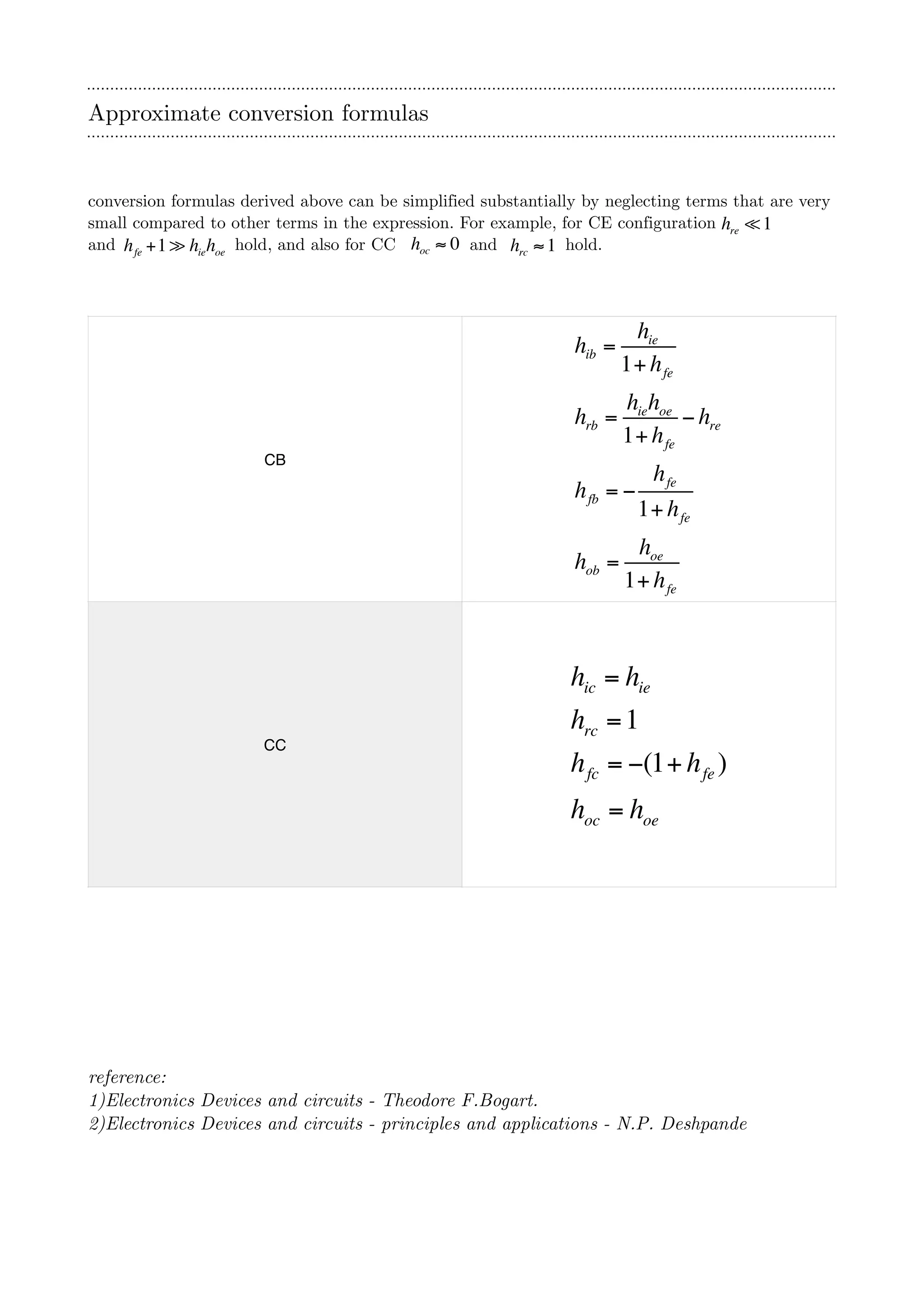 h parameter conversion formulas | PDF