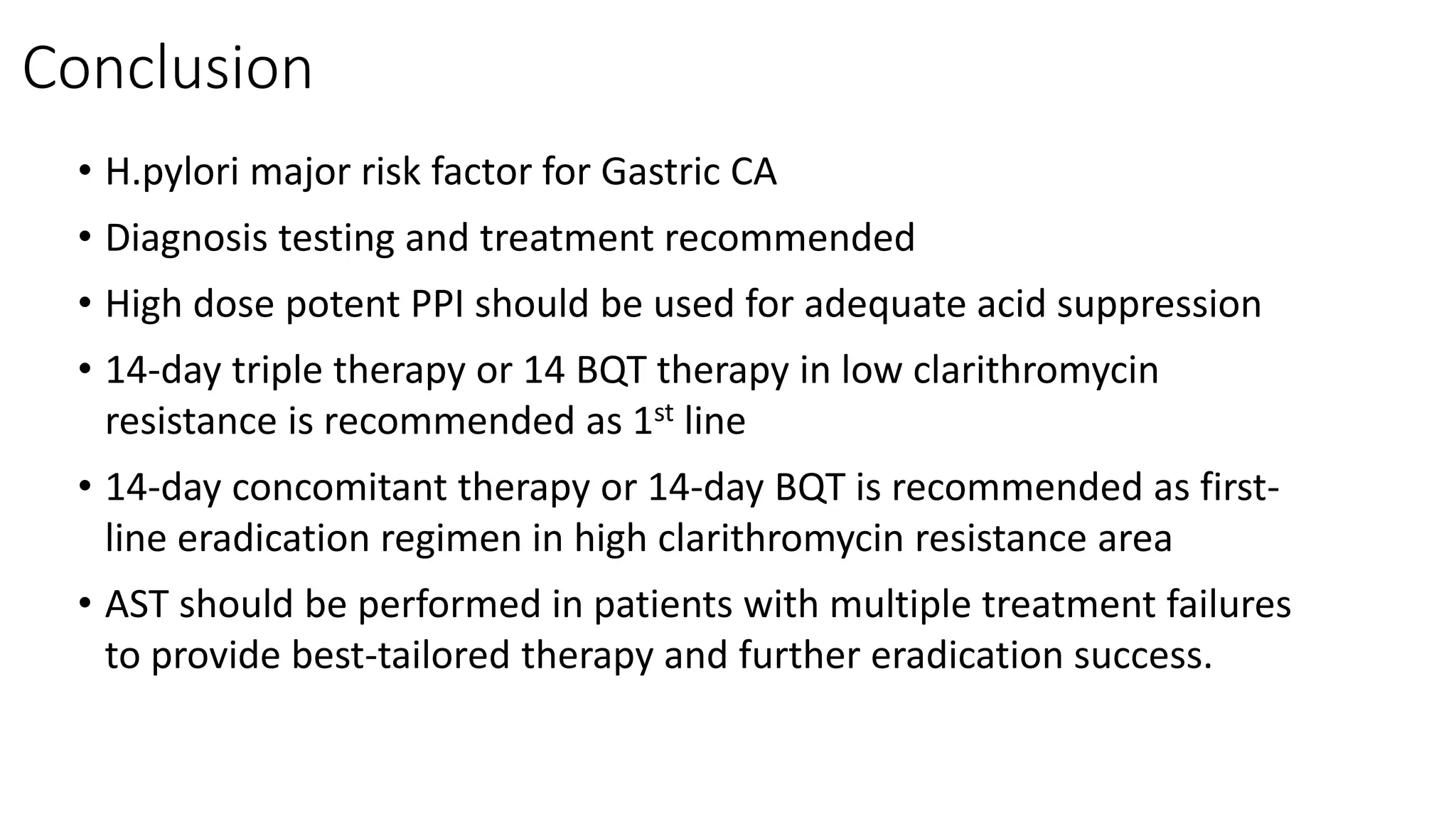 Helicobacter Pylori current medical management, | PDF