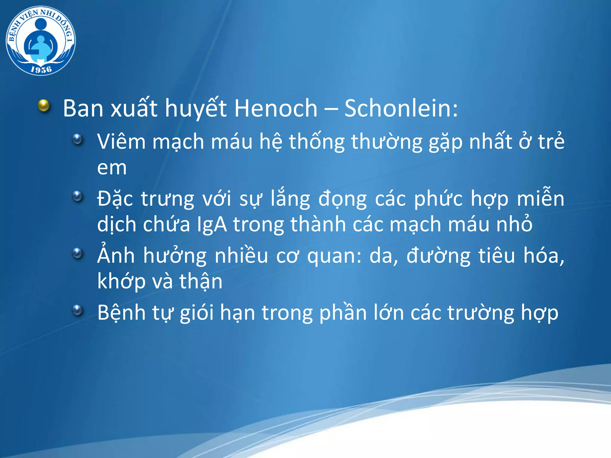 BAN XUẤT HUYẾT HENOCH SCHONLEIN | PDF