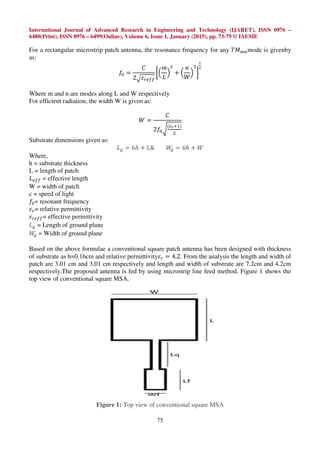 H-SHAPE DEFECTED GROUND STRUCTURE (DGS) EMBEDDED SQUARE PATCH ANTENNA | PDF