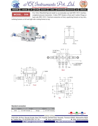 H type Five Valve Manifold (5VH) | PDF