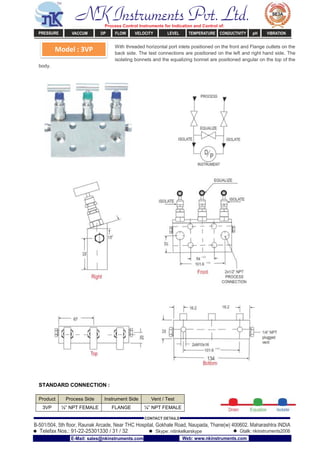H type Three Valve Manifold (3VH) | PDF