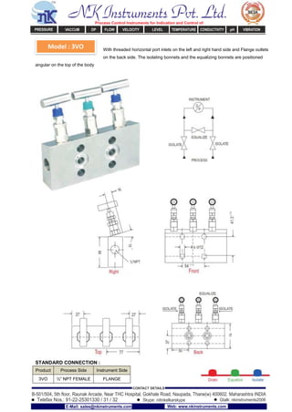 H type Three Valve Manifold (3VH) | PDF