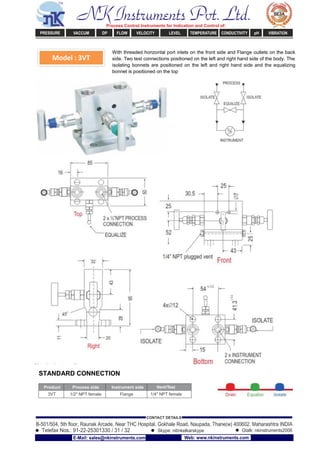 H type Three Valve Manifold (3VH) | PDF