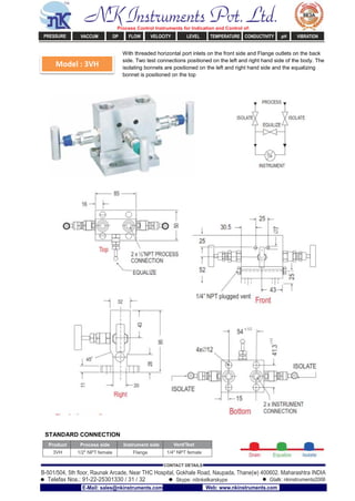H type Three Valve Manifold (3VH) | PDF