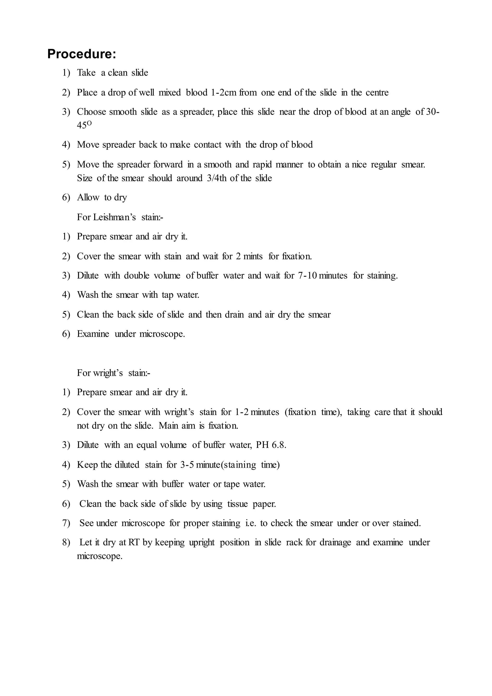H006 preparation of smear and staining | DOCX