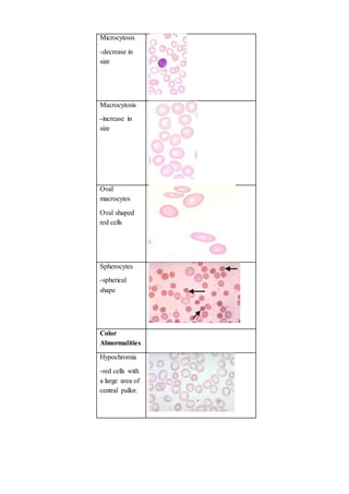 H007 identify normal and abnormal erythrocyte, platelet and leucocytes ...