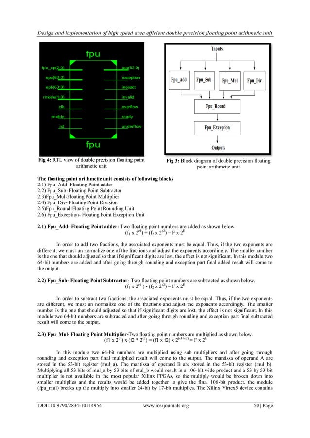 Design And Implementation Of High Speed Area Efficient Double Precision Floating Point