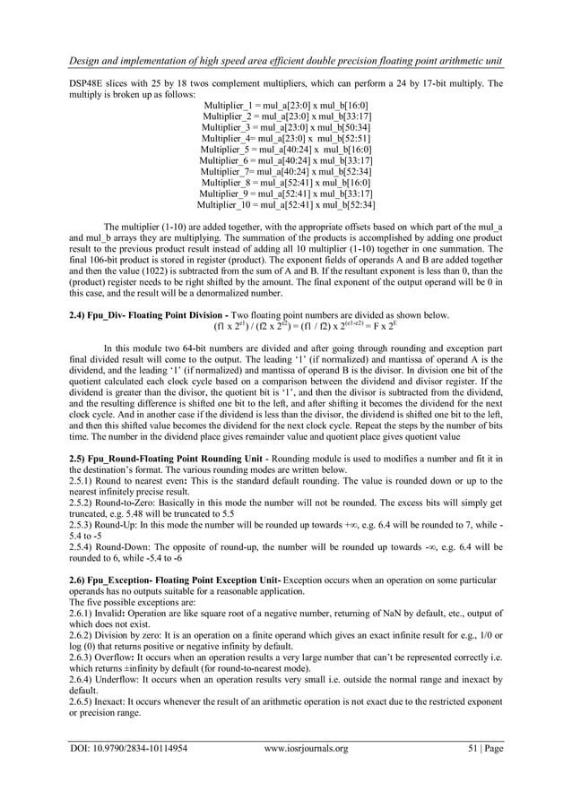 Design and Implementation of High Speed Area Efficient Double Precision Floating Point ...