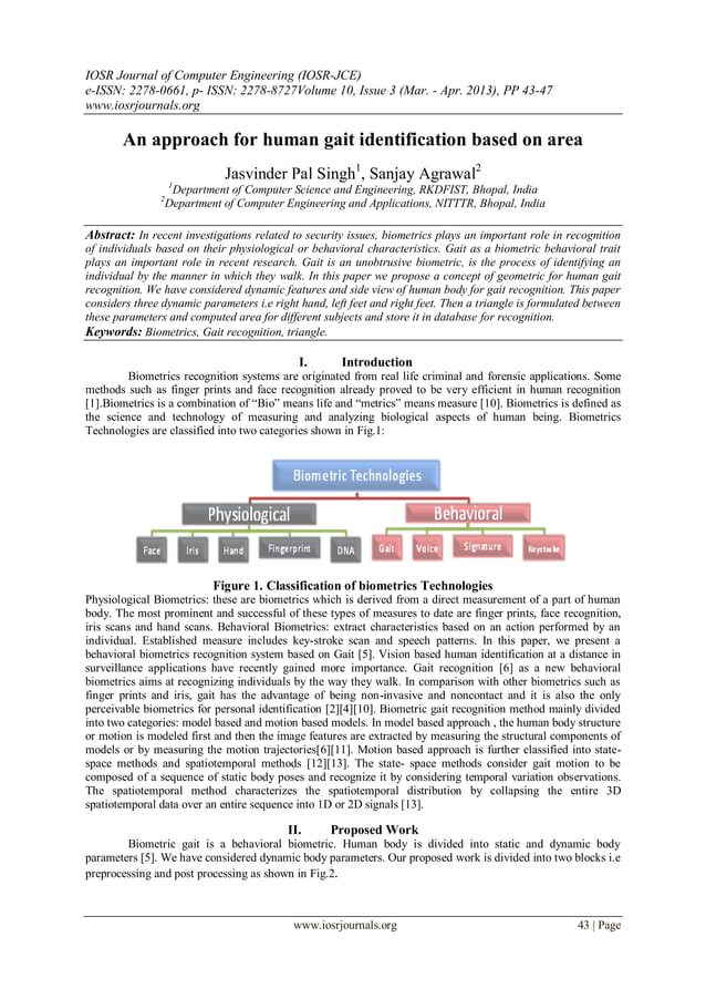 An approach for human gait identification based on area | PDF