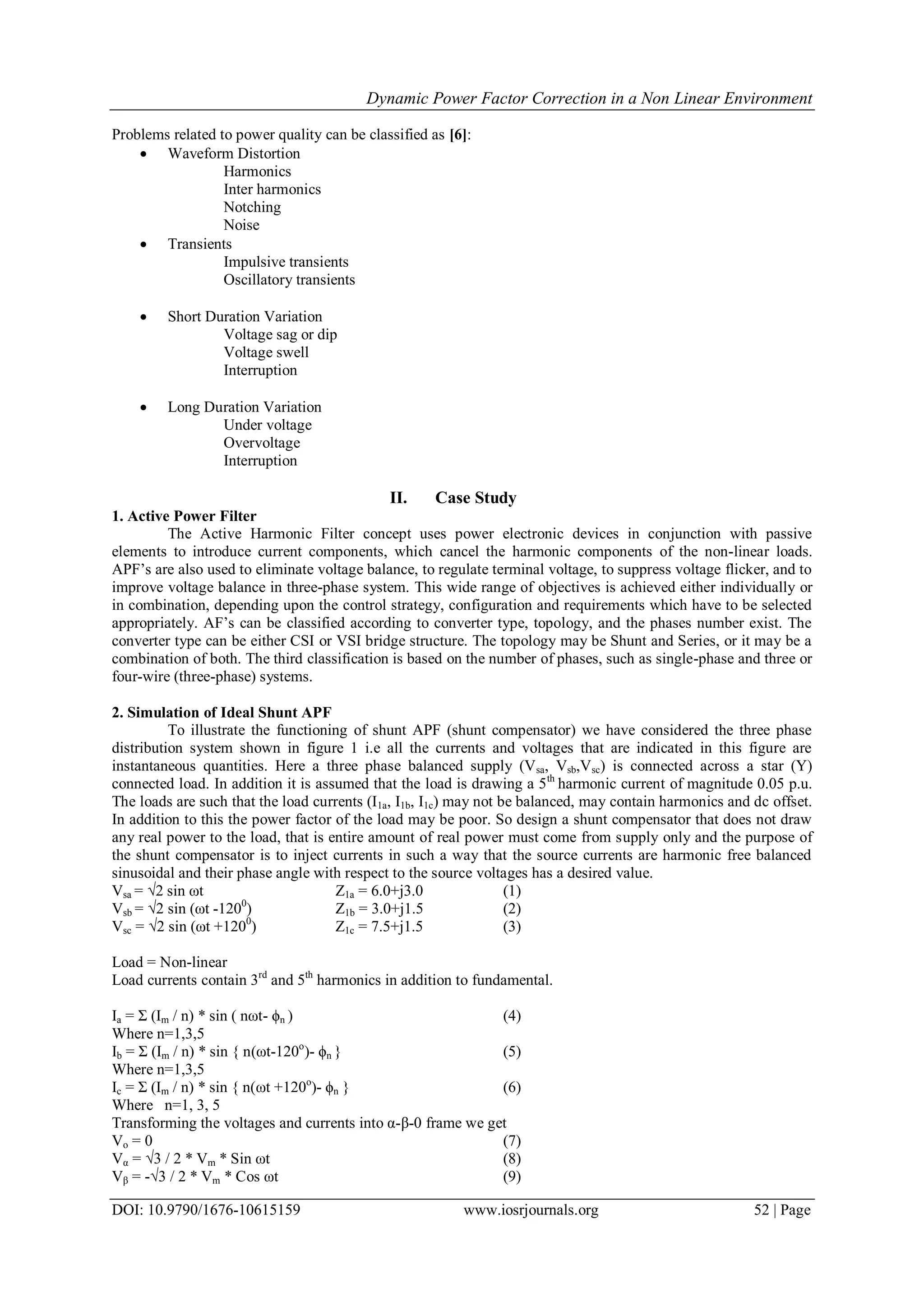 Dynamic Power Factor Correction in a Non Linear Environment | PDF